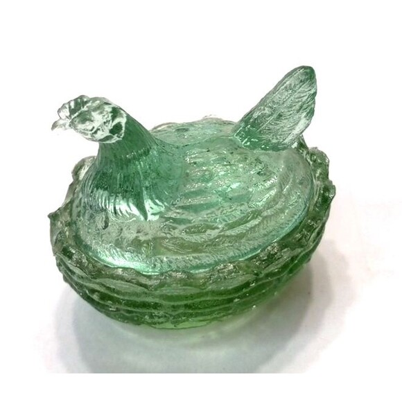 Unbranded | Kitchen | Green Depression Style Glass Mini Hen On Nest ...